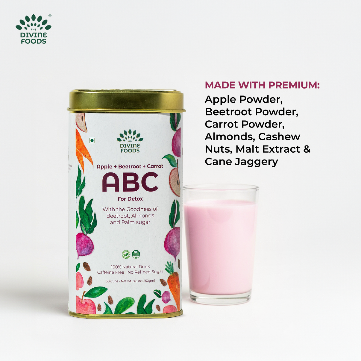 Natural ABC latte Milk Mix (Apple+Beetroot+Carrot) For Skin Glow