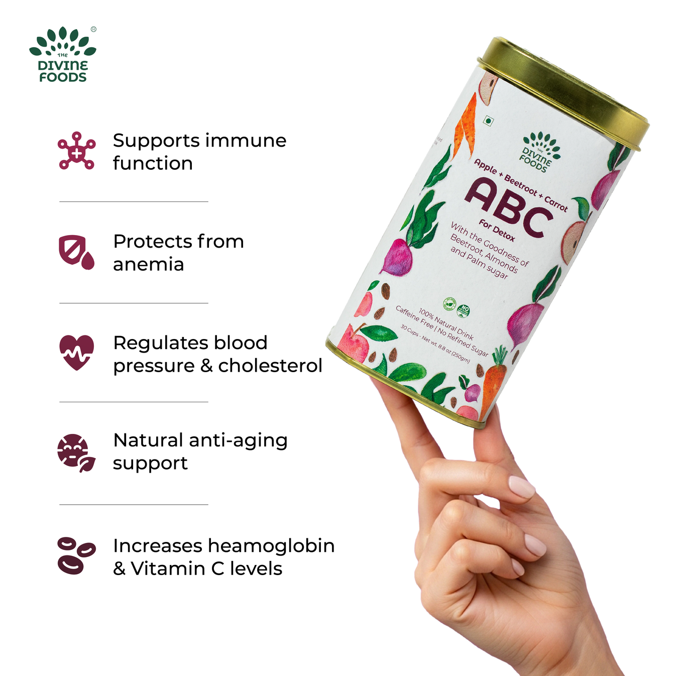 Natural ABC latte Milk Mix (Apple+Beetroot+Carrot) For Skin Glow