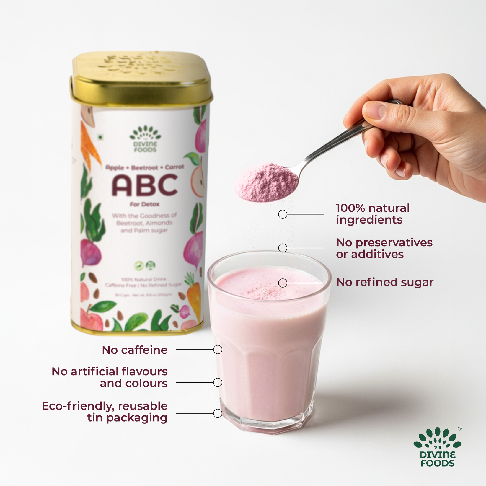 Natural ABC latte Milk Mix (Apple+Beetroot+Carrot) For Skin Glow