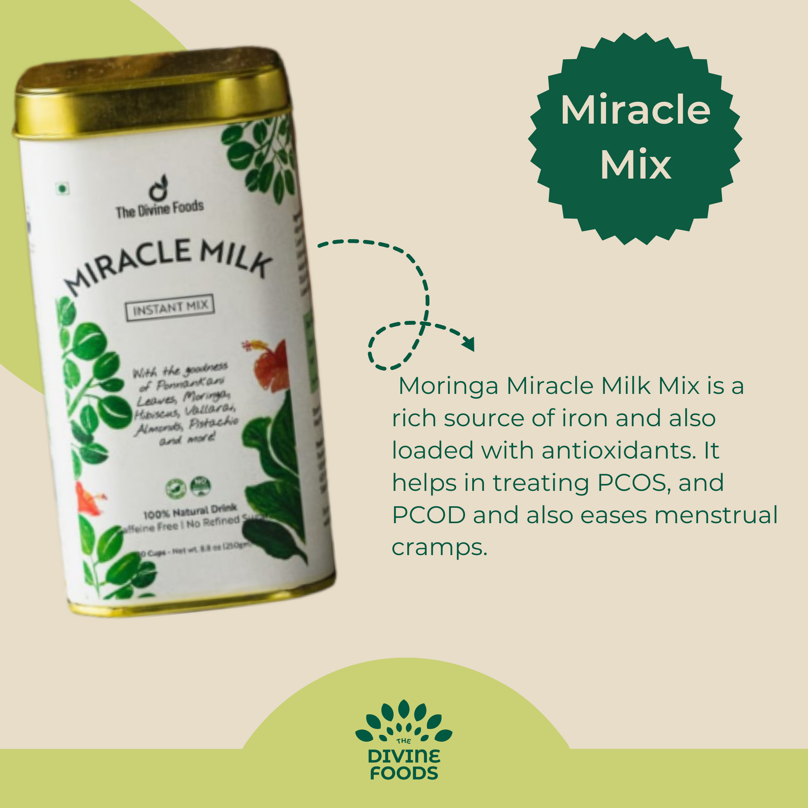 Miracle Milk (Moringa) Instant Latte Mix 250 gm (Natural remedy for PC