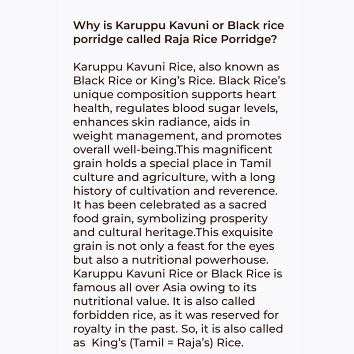 Raja Rice Porridge Mix (Karuppu Kavuni Kanji) for Weight loss and for